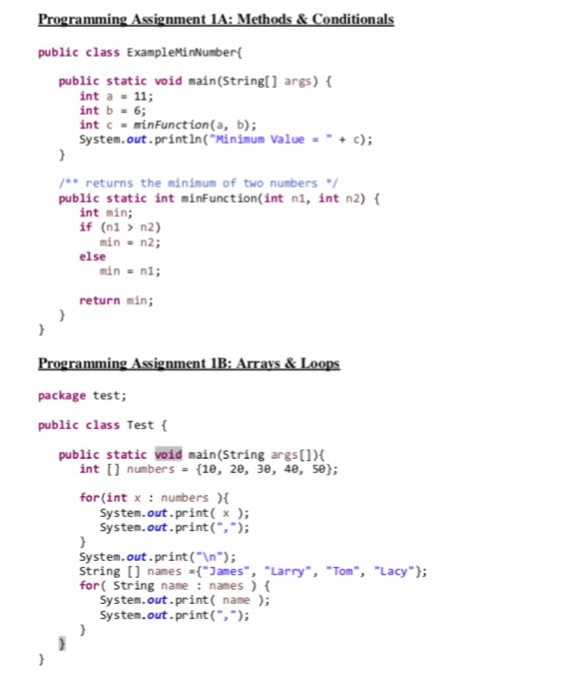 Methods & Conditionals public class | Chegg.com
