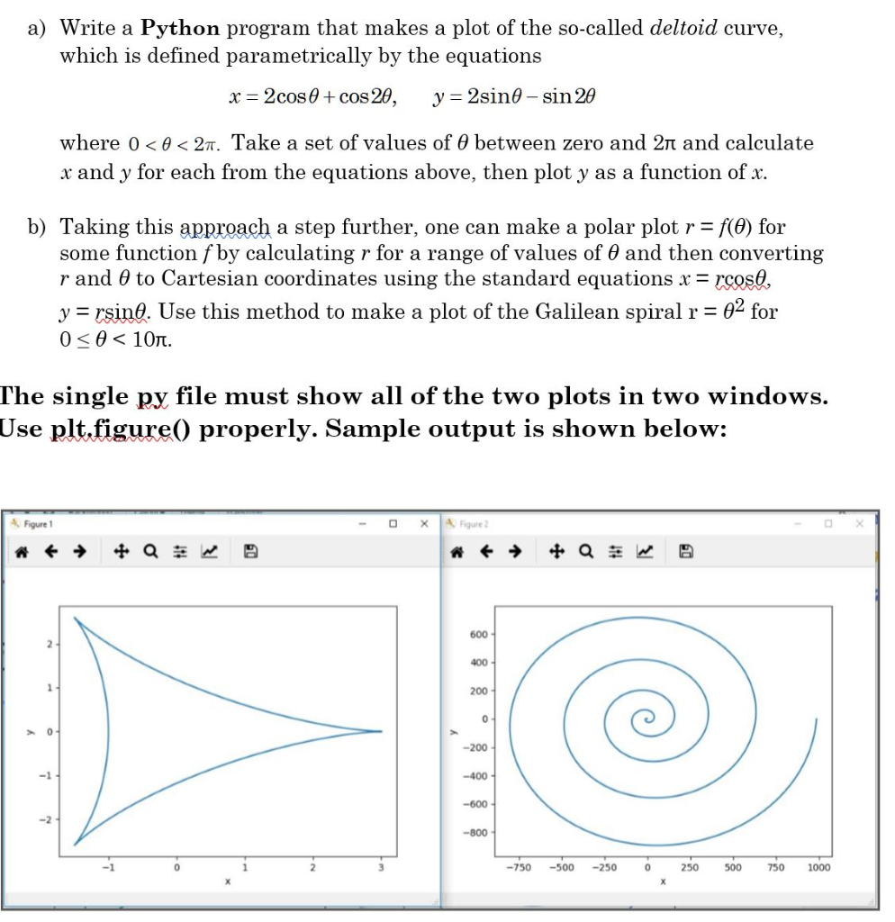 Solved Write Python Program Makes Plot Called Deltoid Curve Defined Parametrically Equations