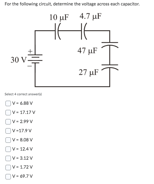 Solved For the following circuit, determine the voltage | Chegg.com