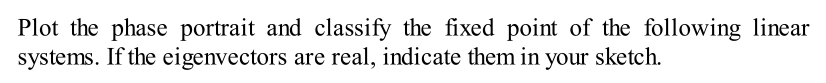 Solved Plot the phase portrait and classify the fixed point | Chegg.com