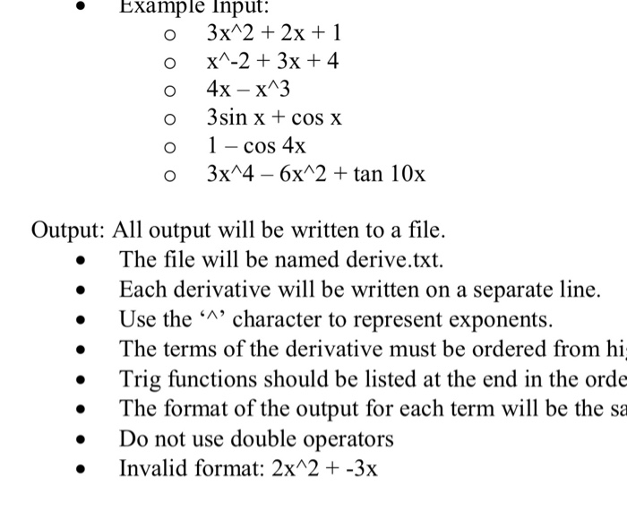 write a C++ program that does derivatives using | Chegg.com