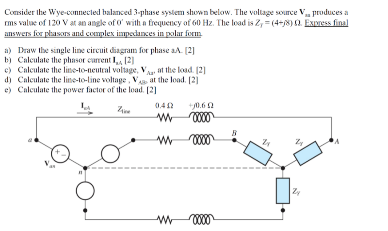 Solved Consider the Wye-connected balanced 3-phase system | Chegg.com