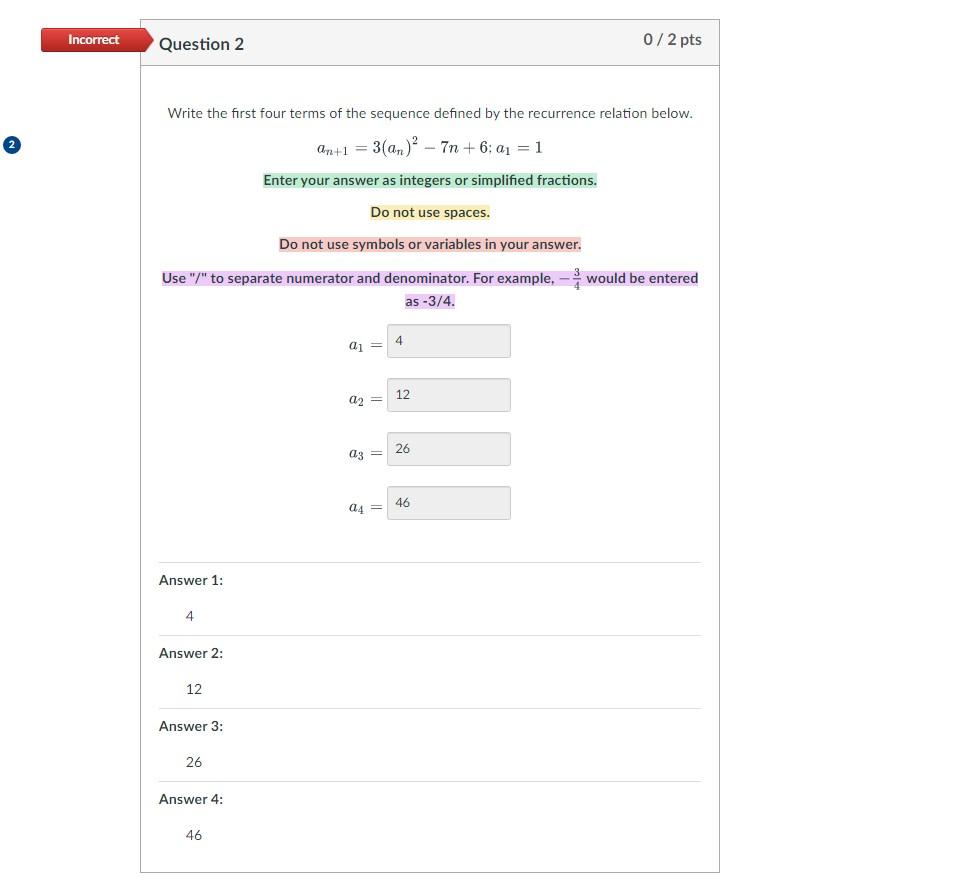 Solved Write the first four terms of the sequence defined by | Chegg.com