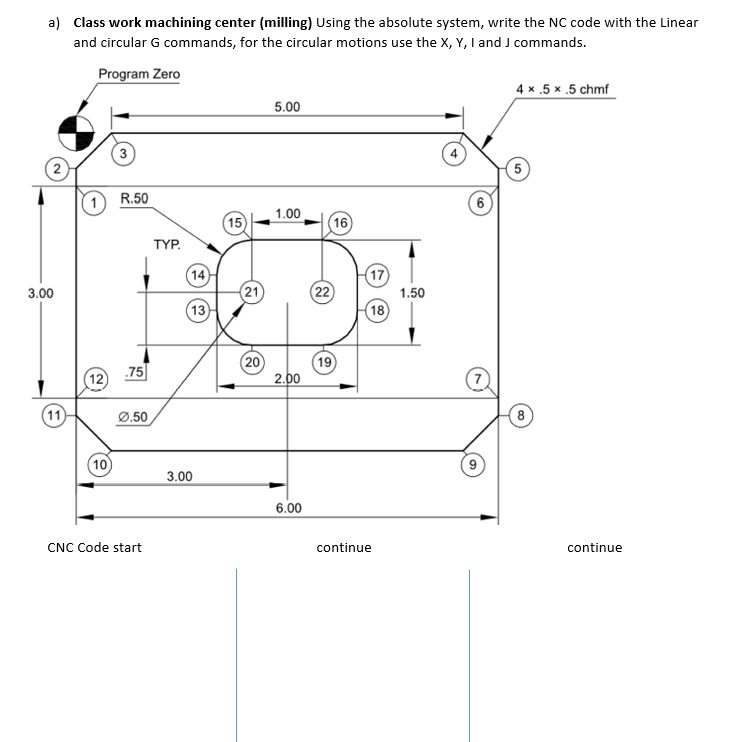 Solved a) Class work machining center (milling) Using the | Chegg.com