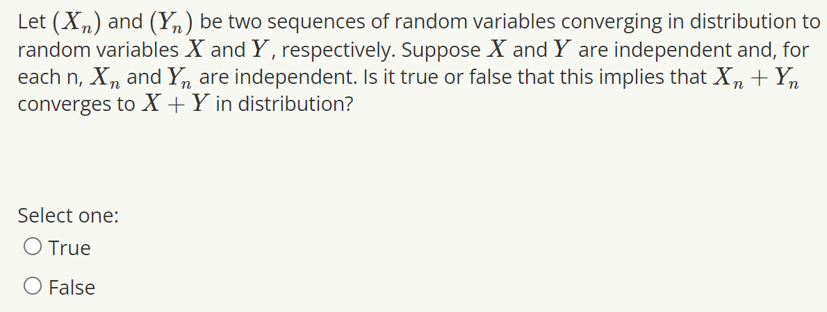 Solved Let (Xn) and (Yn) be two sequences of random | Chegg.com