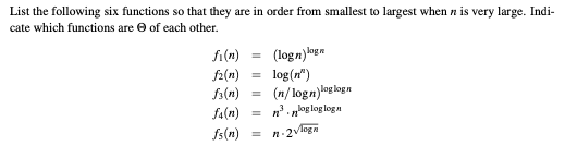 Solved List the following six functions so that they are in | Chegg.com
