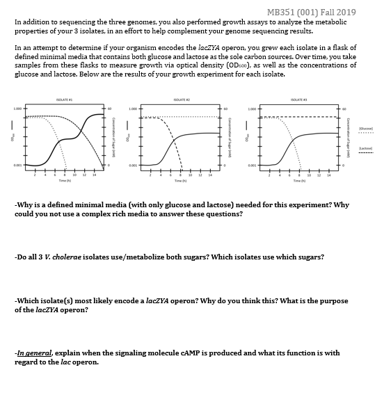MB351 (001) Fall 2019 In addition to sequencing the | Chegg.com