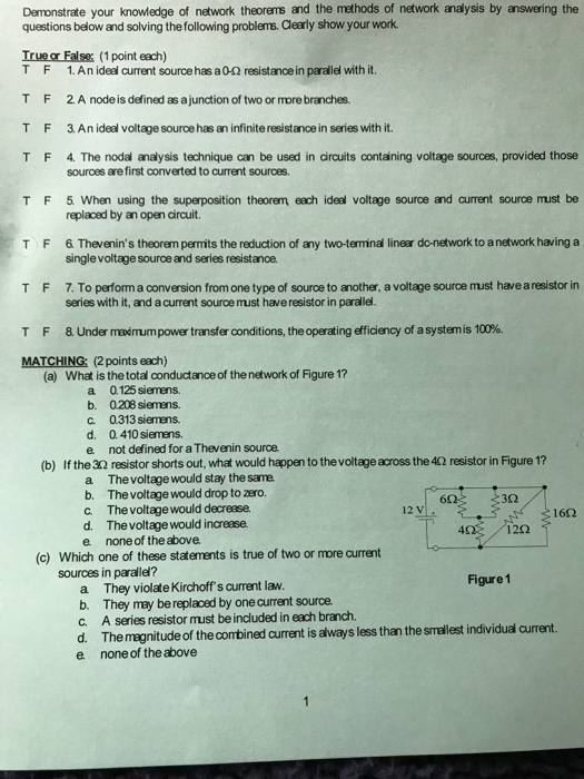 Solved Demonstrate your knowledge of network theorems and | Chegg.com