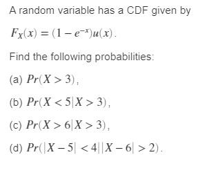 Solved A random variable has a CDF given by | Chegg.com