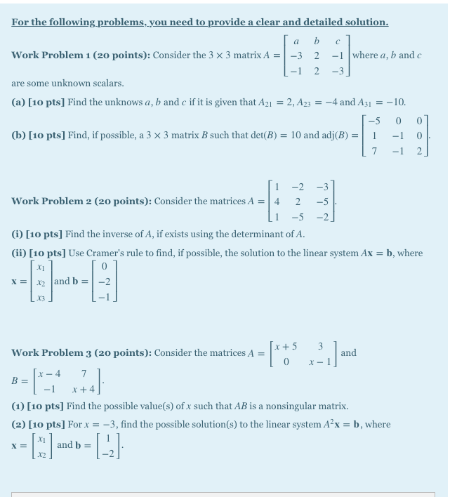 Solved For the following problems, you need to provide a | Chegg.com