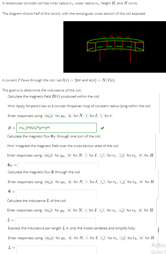 Solved A rectancular toroidal coil has inner radius r1, | Chegg.com