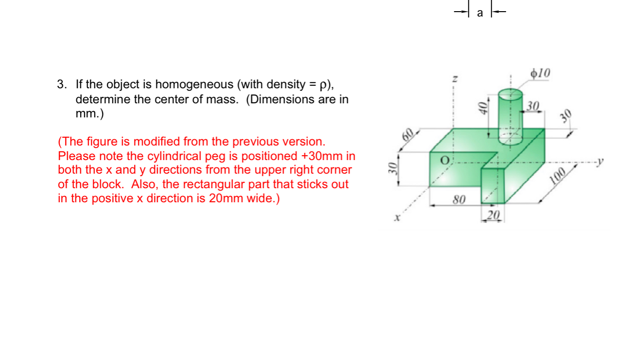 Solved T 010 3. If the object is homogeneous (with density = | Chegg.com
