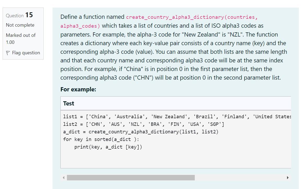 Solved Question 15 Not complete Marked out of 1.00 Flag | Chegg.com
