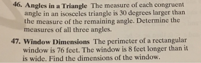Solved 46. Angles in a Triangle The measure of each | Chegg.com