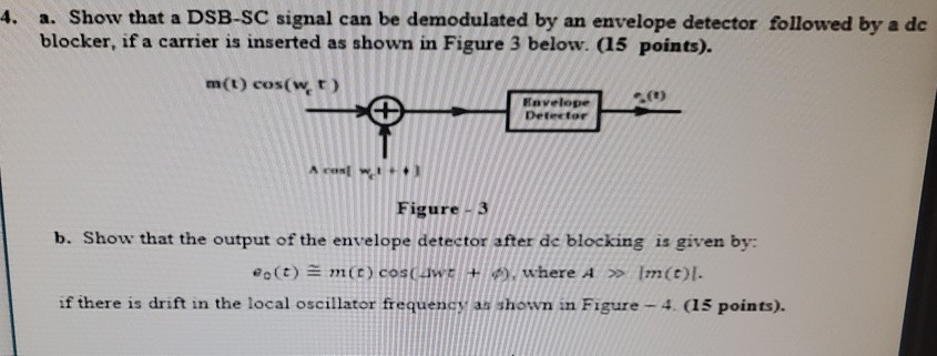 Solved 4. a. Show that a DSB-SC signal can be demodulated by | Chegg.com