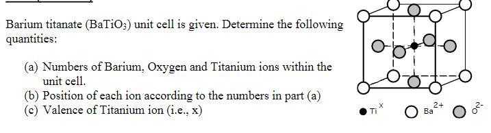 Solved Barium titanate (BaTiO3) unit cell is given. | Chegg.com