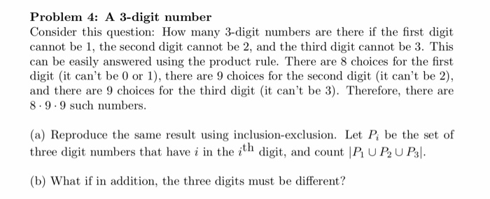 Solved Problem 4: A 3-digit number Consider this question: | Chegg.com