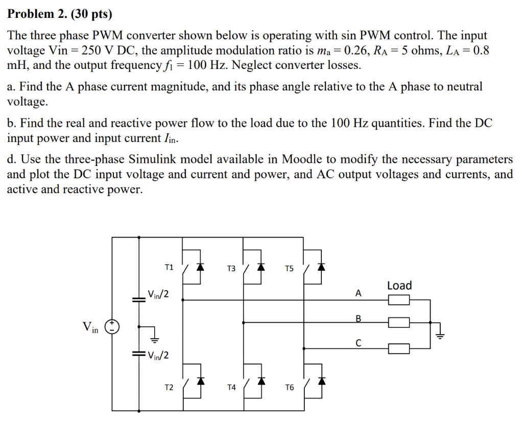 Solved The three phase PWM converter shown below is | Chegg.com