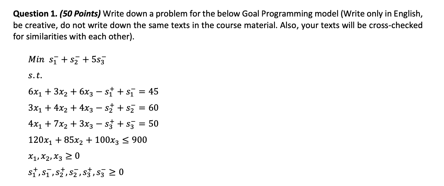 Solved Question 1. (50 Points) Write down a problem for the | Chegg.com