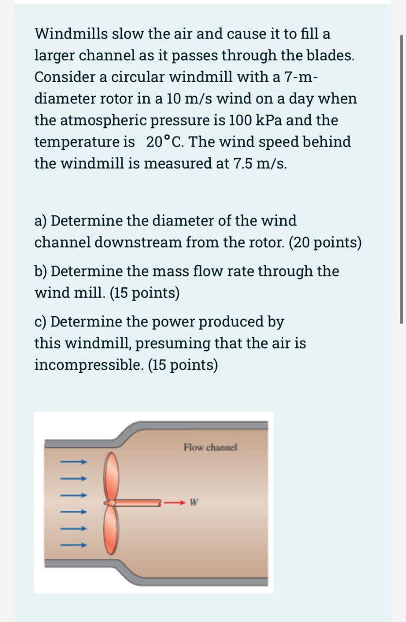 Solved Windmills slow the air and cause it to fill a larger | Chegg.com