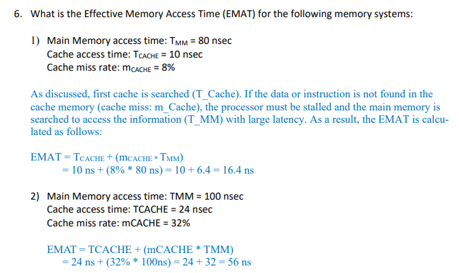 Solved 6. What is the Effective Memory Access Time (EMAT) | Chegg.com