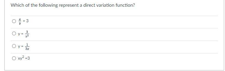 Solved Which of the following represent a direct variation | Chegg.com