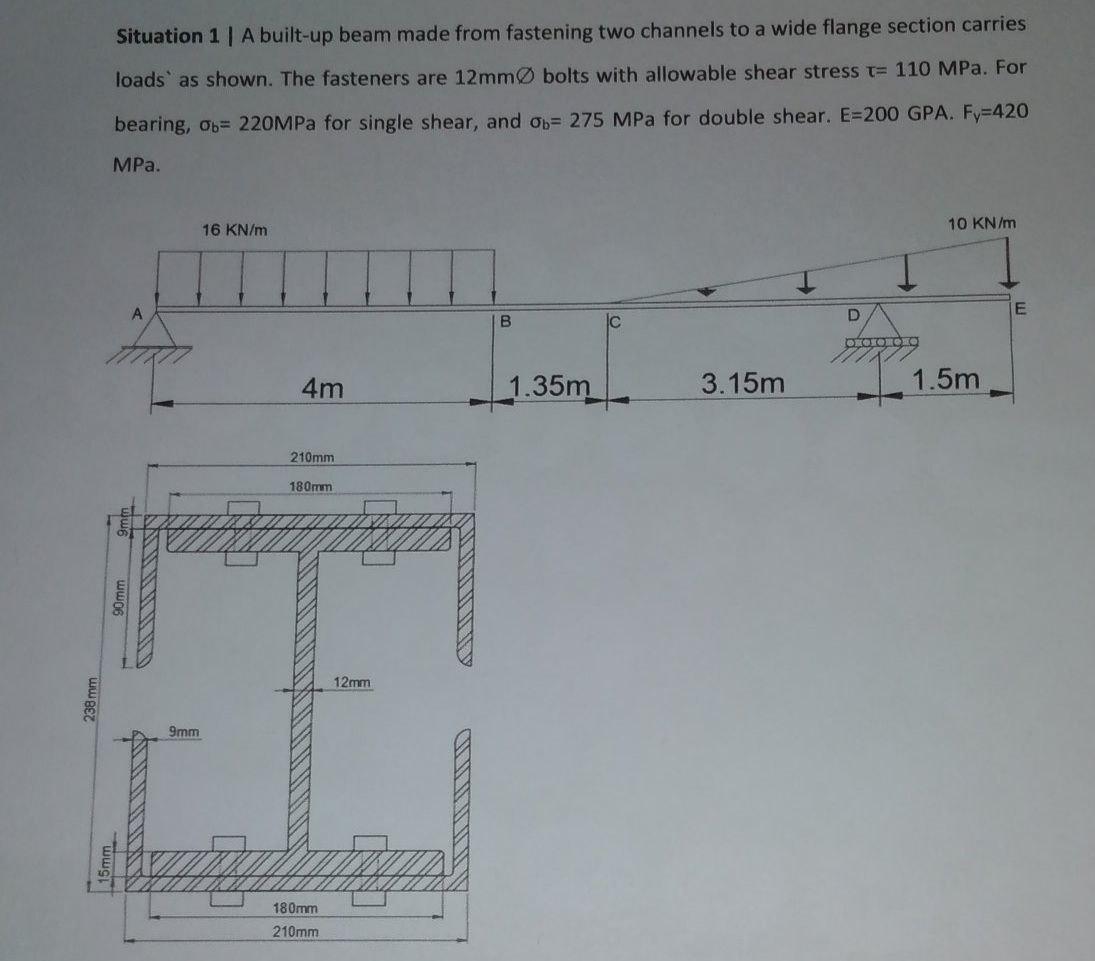 Solved A built-up beam made from fastening two channels to a | Chegg.com