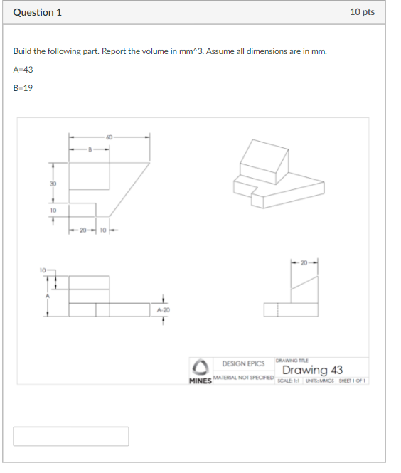 Solved Question 1 10 pts Build the following part. Report | Chegg.com