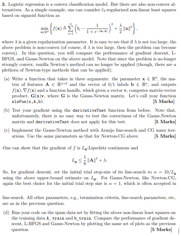 3. Logistic regression is a convex classification | Chegg.com