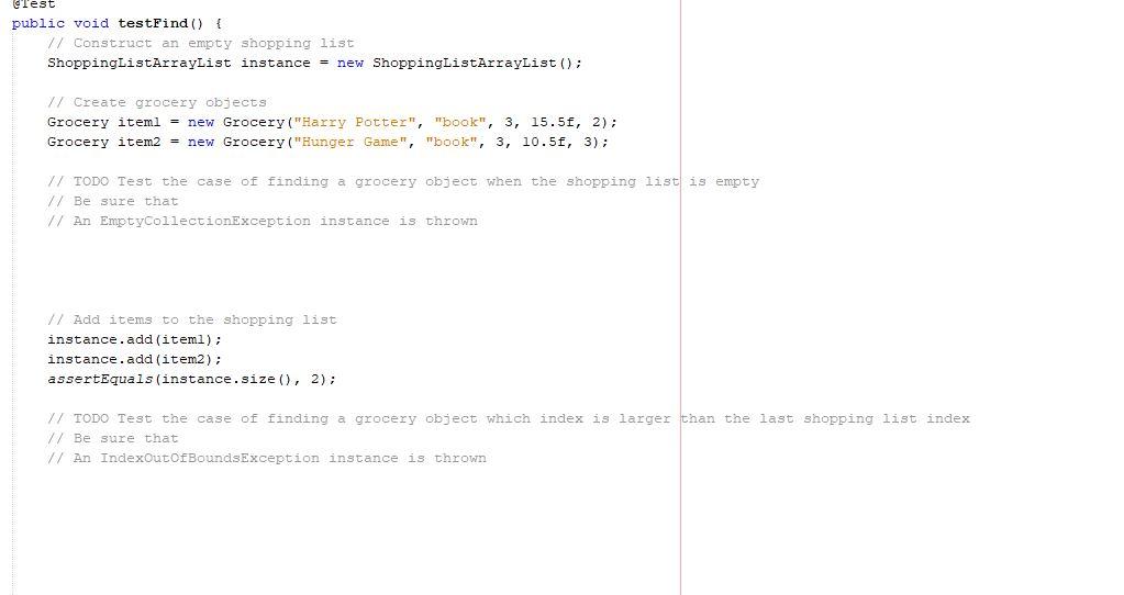 * TODO To Complete the test of add method, of class | Chegg.com