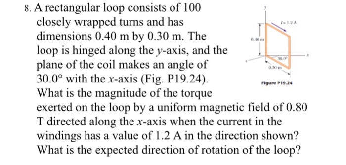 Solved 8. A rectangular loop consists of 100 closely wrapped | Chegg.com