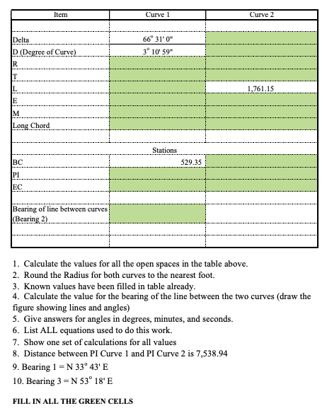 1. Calculate the values for all the open spaces in | Chegg.com