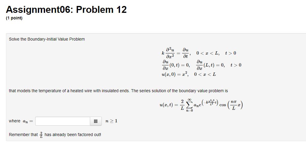 Solved Assignment06: Problem 12 (1 point) Solve the | Chegg.com