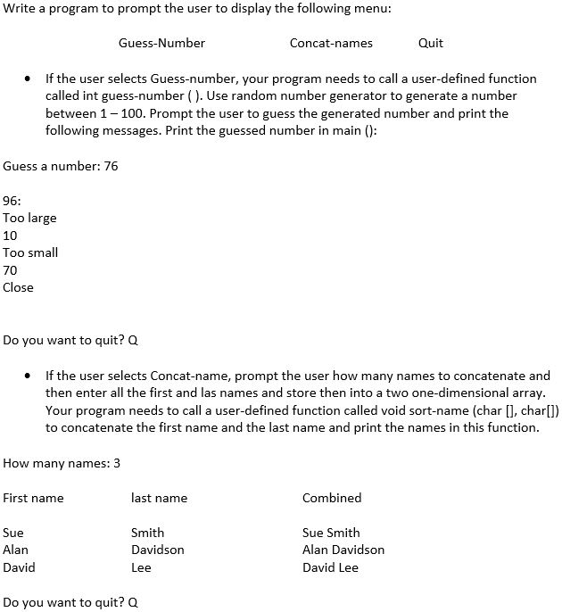Solved Please Write A C Program With The Given