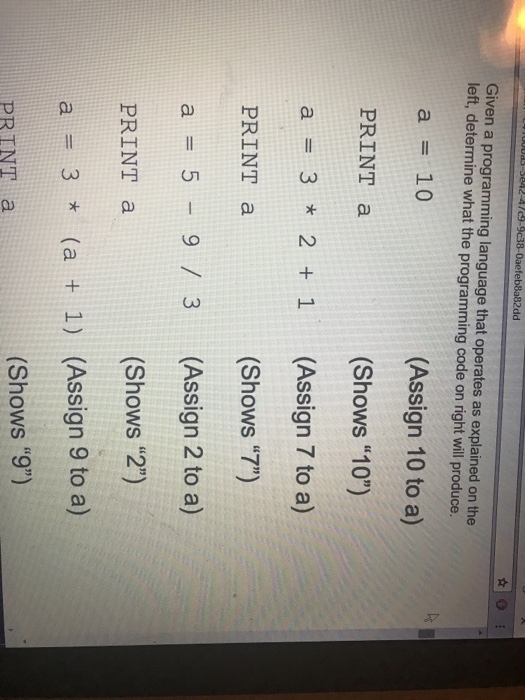 Solved Given A Programming Language That Operates As 1206