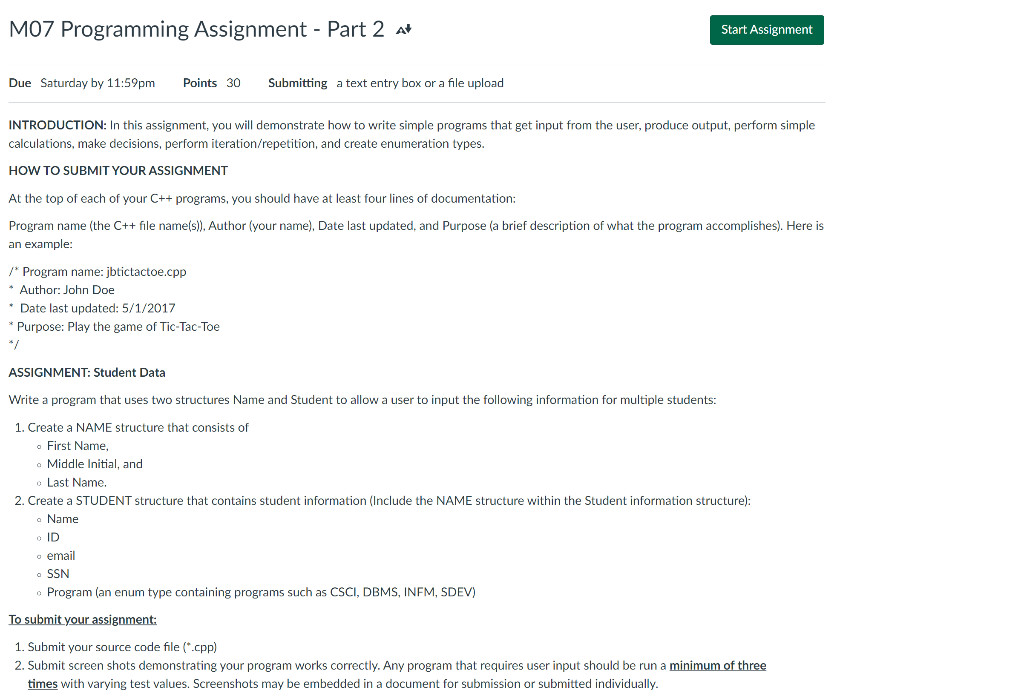 Solved MO7 Programming Assignment - Part 2 A Start | Chegg.com