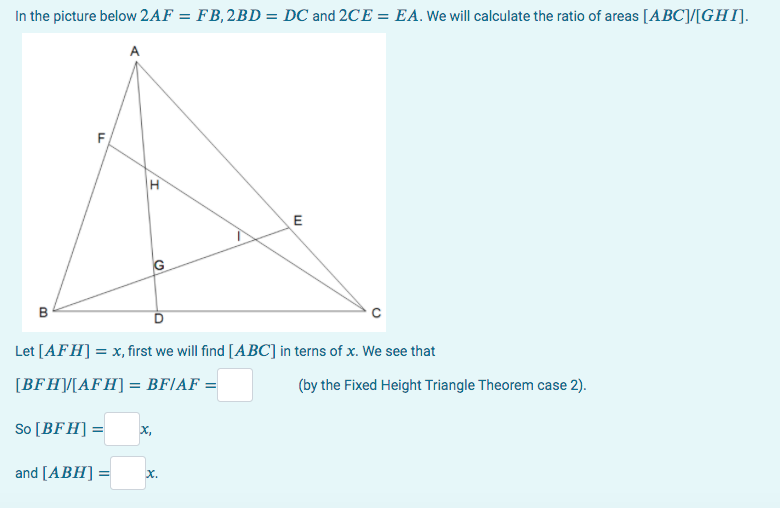 Solved In the picture below 2AF = FB, 2BD = DC and 2CE = EA. | Chegg.com