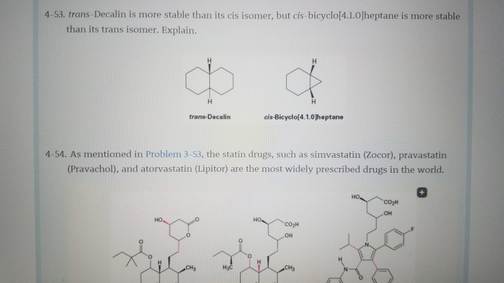 Solved 4-53. trans-Decalin is more stable than its cis | Chegg.com