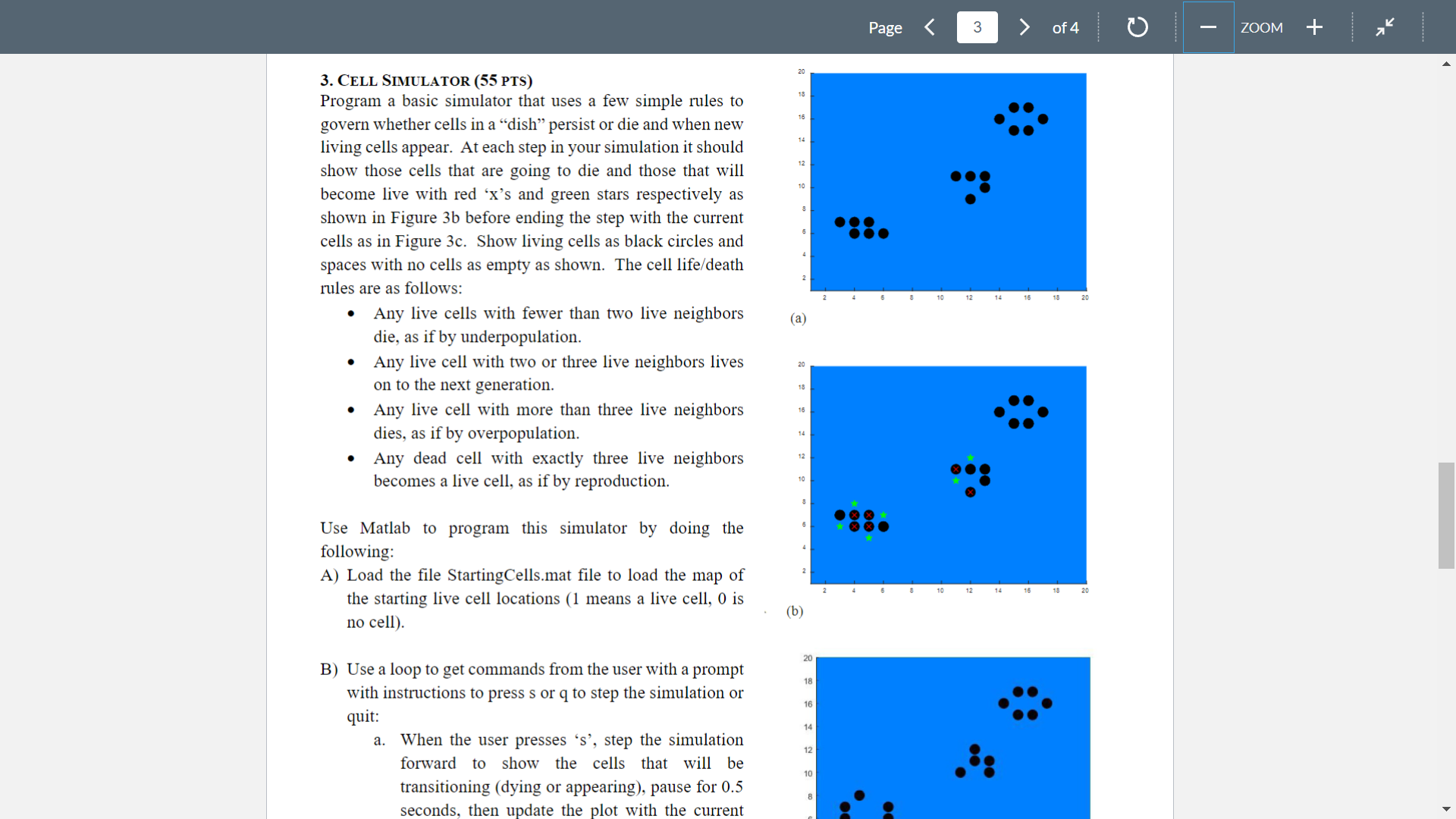 Solved 3. CELL SIMULATOR (55 PTS) Program a basic simulator | Chegg.com