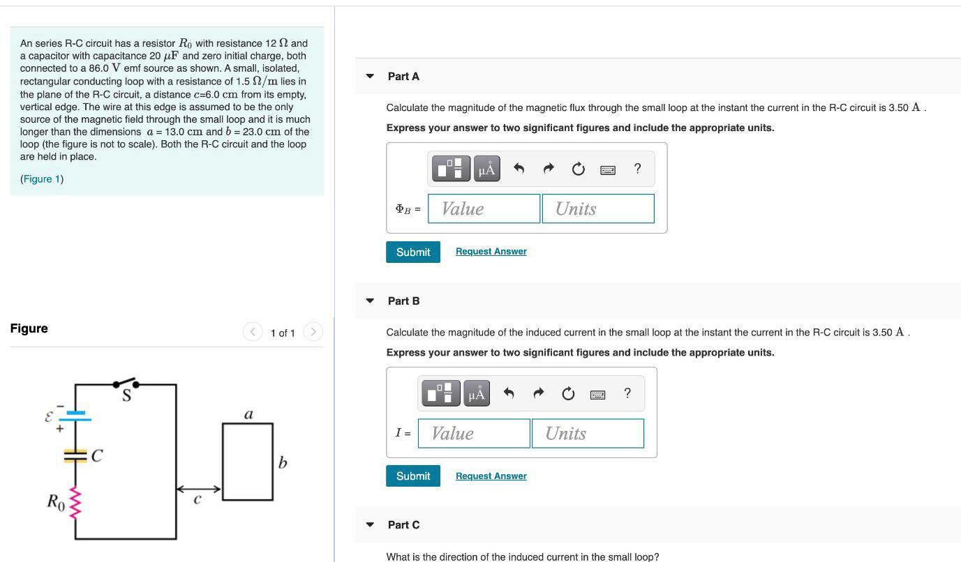 Solved Part A An series R-C circuit has a resistor Ro with | Chegg.com