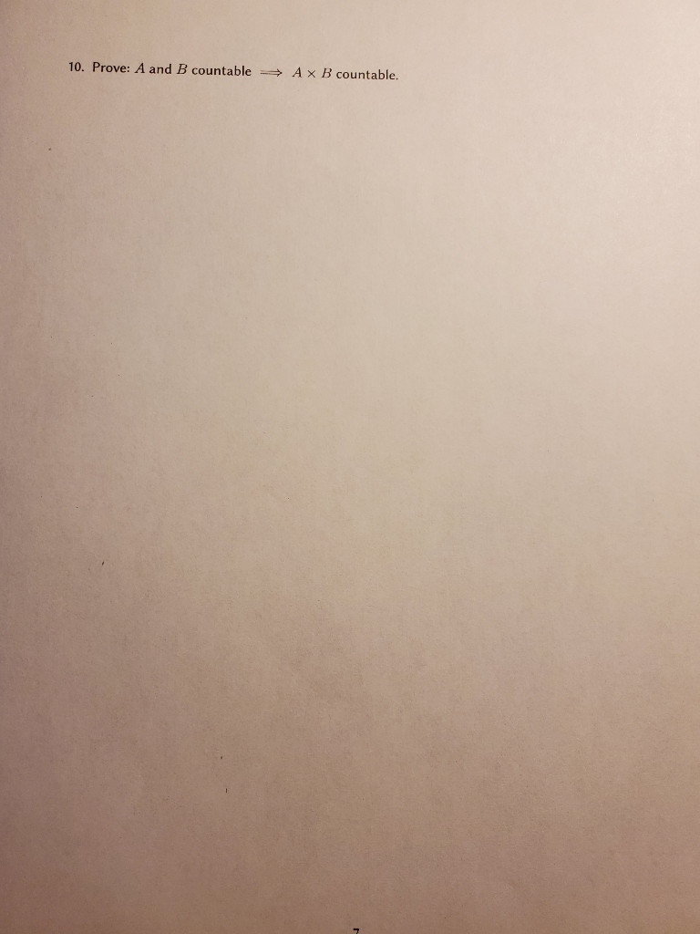 Solved 10. Prove: A and B countable - Ax B countable. | Chegg.com