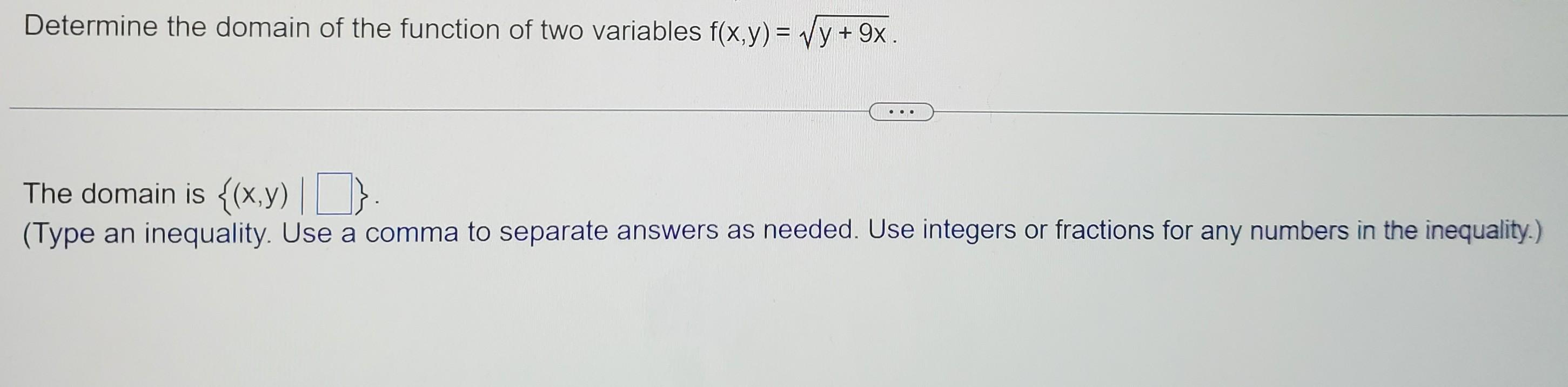 Solved Determine the domain of the function of two variables | Chegg.com