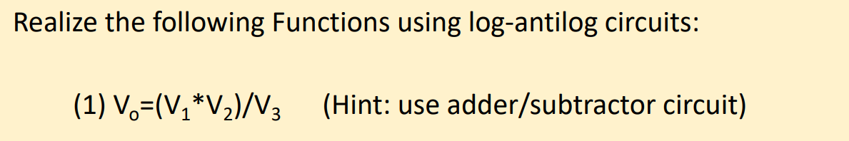 Solved Realize the following Functions using log-antilog | Chegg.com