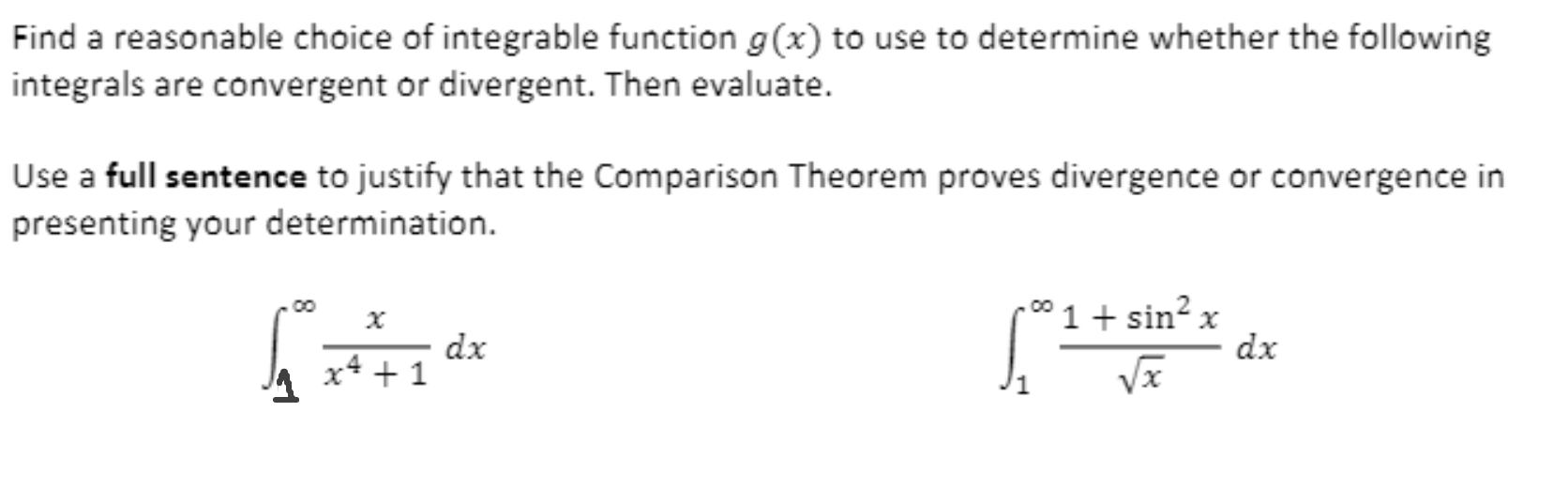Solved Find a reasonable choice of integrable function g(x) | Chegg.com