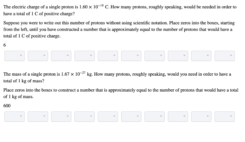 Solved The electric charge of a single proton is 1.60 x | Chegg.com