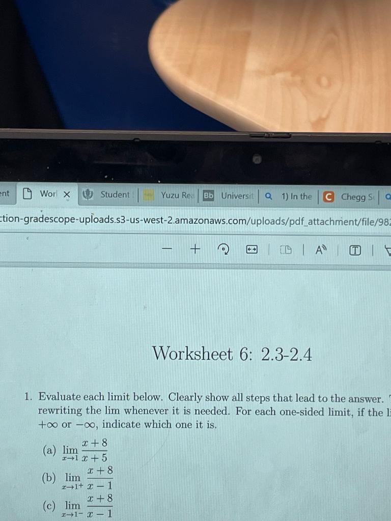 Solved 1. Evaluate each limit below. Clearly show all steps | Chegg.com