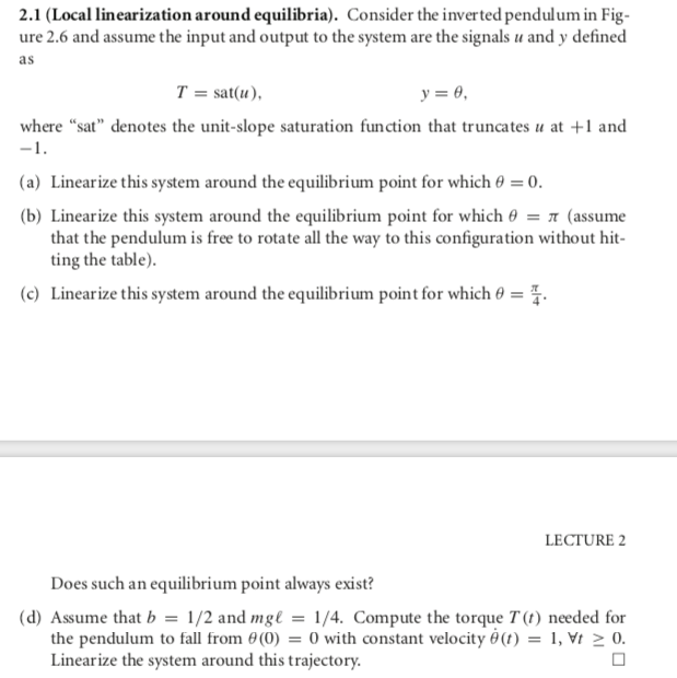 Solved 2.1 (Local linearization around equilibria). Consider | Chegg.com
