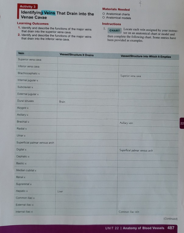 Solved Materials Needed O Anatomical charts O Anatomical | Chegg.com