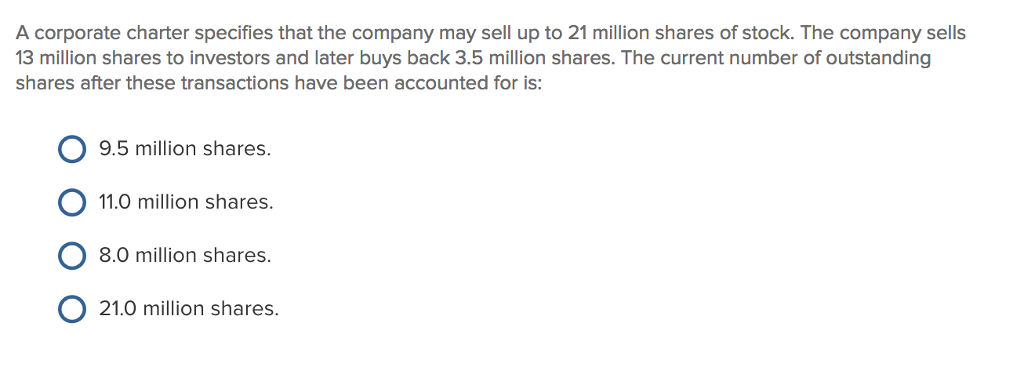 Solved A corporate charter specifies that the company may | Chegg.com
