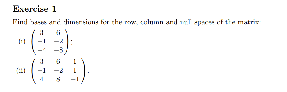 Solved Find bases and dimensions for the row, column and | Chegg.com
